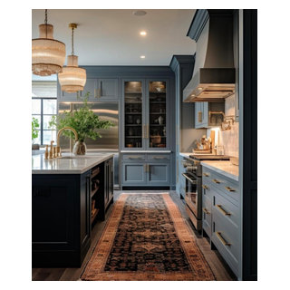 Smokey Blue Kitchen Design: Cabinets, Countertops, Hardware, Lighting ...