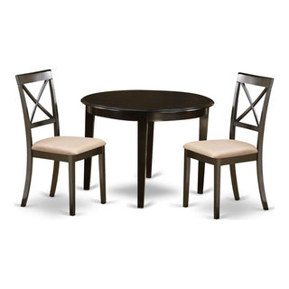3-Piece Small Kitchen Table Set, Round Table and 2 Dining Chairs ...