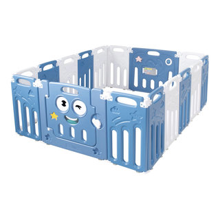 Costway 16-Panel Foldable Baby Playpen Kids Activity Centre w/ Rubber ...
