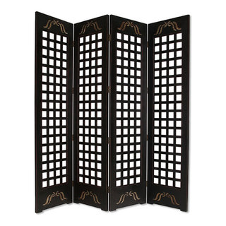 1" x 84" x 84" Brown Wood Omega Screen - Transitional - Screens And ...