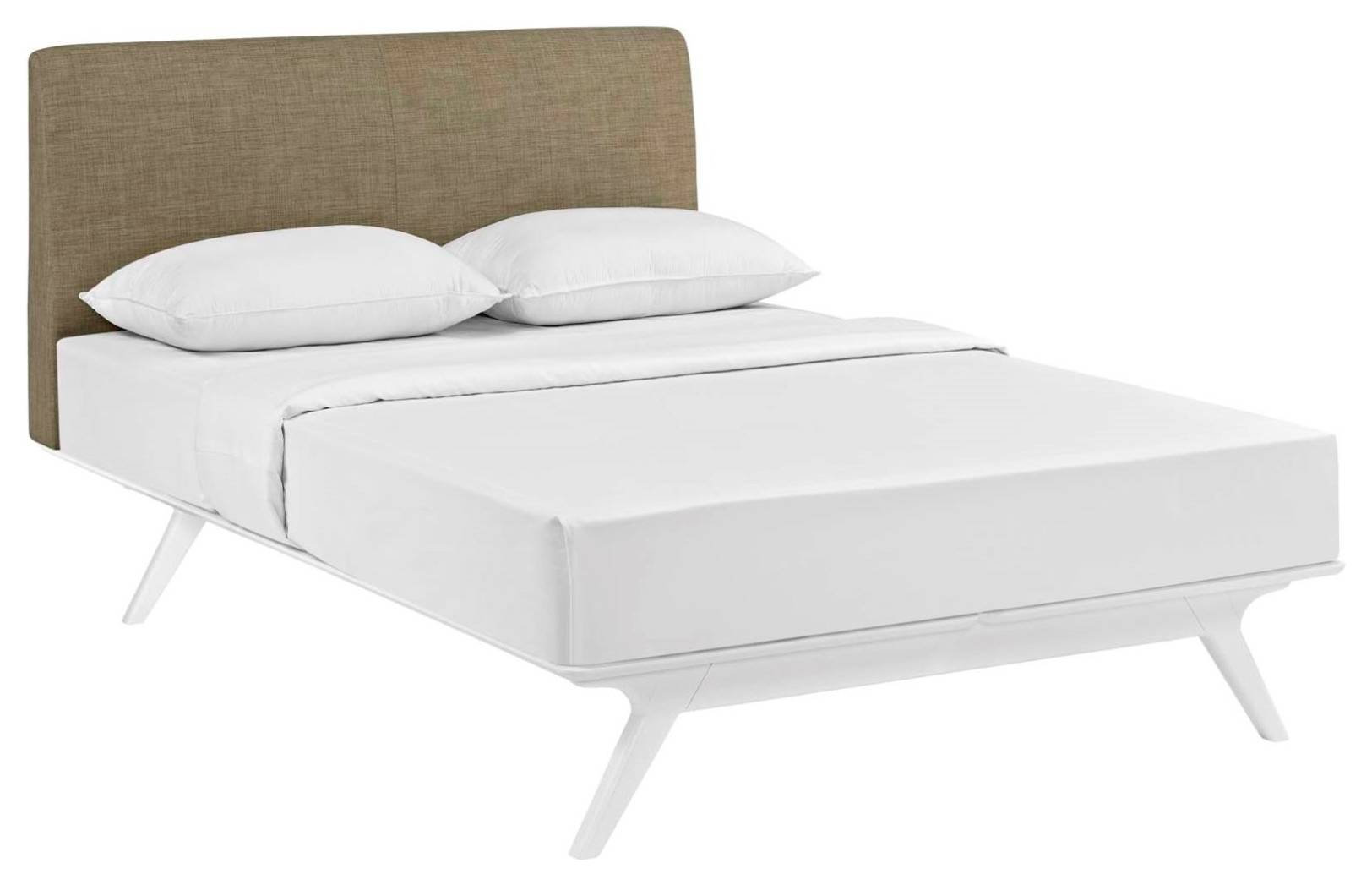 Modern Contemporary Urban Full Size Platform Bed Frame, Brown White ...