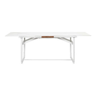 Pangea Home Dean 30x87" Modern Aluminum Dining Table in White Finish ...