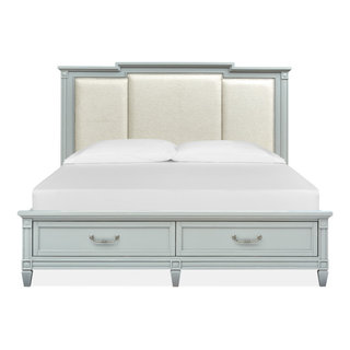 Complete Panel Storage Bed With Upholstered Headboard, Cal King ...