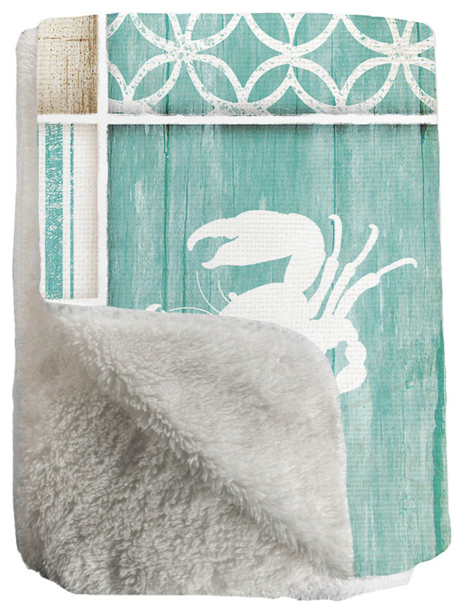 Laural Home Coastal Retreat Sherpa Throw Blanket, 50" X 60" - Beach ...