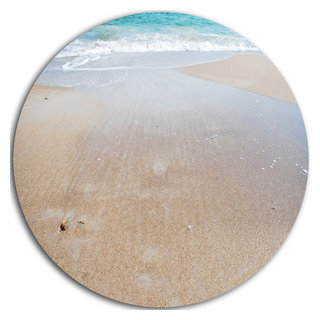 Crystal Clear Sea Waves On Beach, Modern Beach Disc Metal Artwork, Disc ...