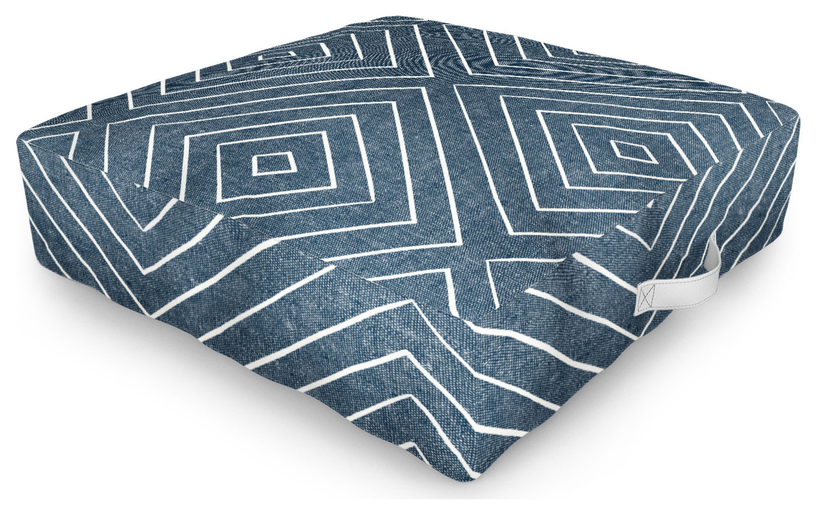 Little Arrow Design Co Woven Diamonds Dark Blue Outdoor Floor Cushion ...