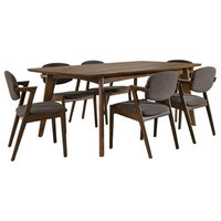 Coaster Malone 7-piece Rectangular Wood Dining Set Dark Walnut and Gray ...