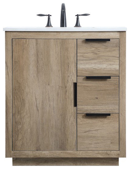 Elegant Lighting Blake 30"L Single Vanity Sink, Natural Oak - Bathroom ...
