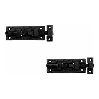 Black Slide Bolts Wrought Iron Curled Tail Set of 2 Door Latch ...