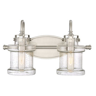 2 Light Transitional Vanity Light Fixture-Brushed Nickel Finish - Wall ...