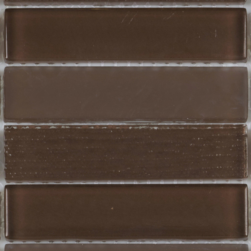 Brown Glass Mosaic Tile Texture Matte Stack Wall Backsplash, Sample ...