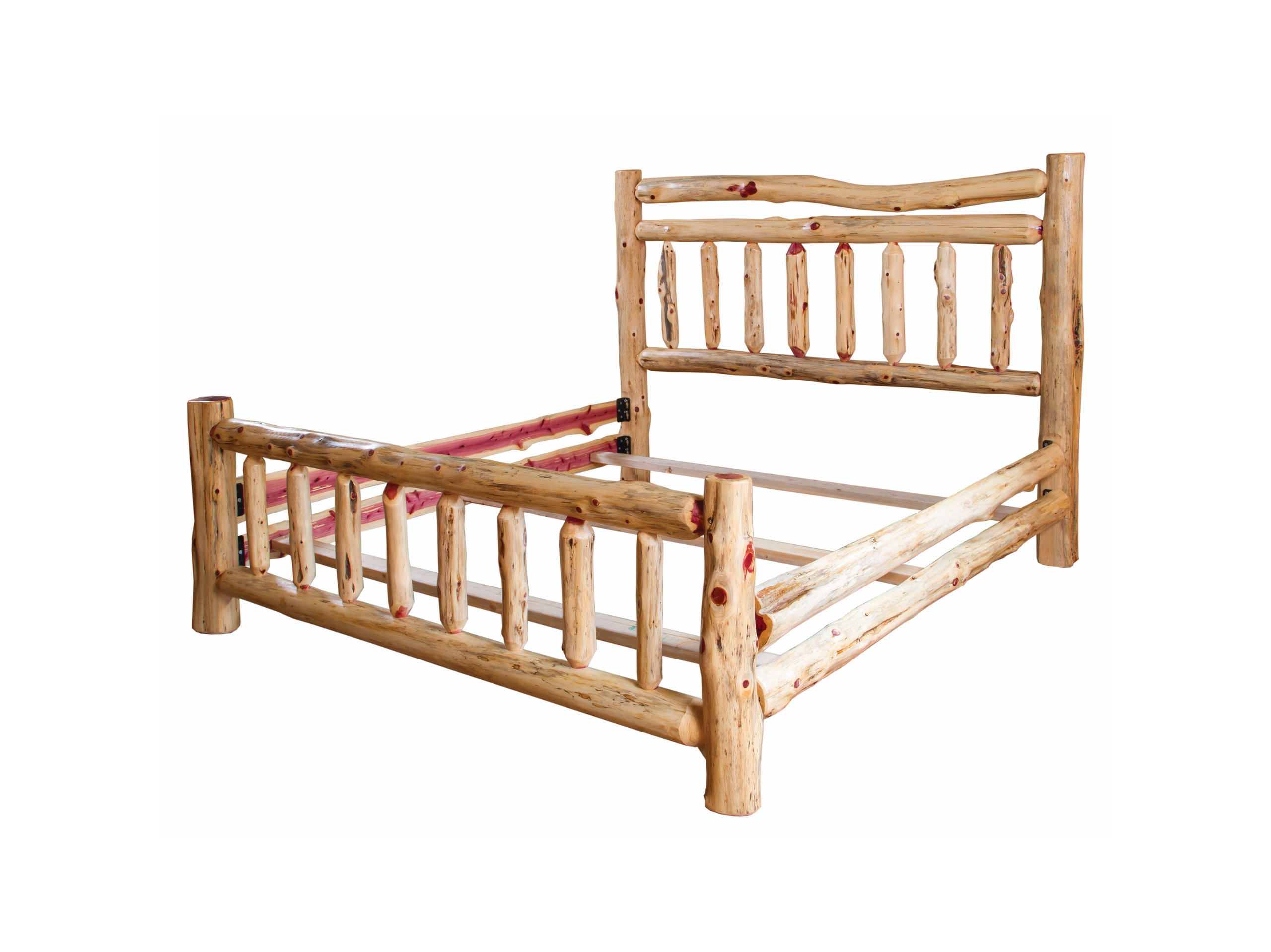 Rustic Red Cedar Bed with Double Top Headboard Rail, King - Rustic ...