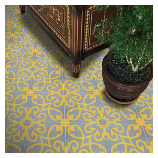 8"x8" Agadir Handmade Cement Tile, Gold/Gray, Set of 12 - Contemporary ...