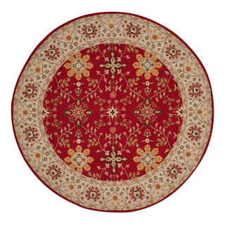 Safavieh DuraRug 6' Round Hand Hooked Rug in Red and Ivory, 6' x 6 ...
