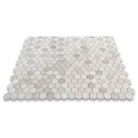 Athens Silver Cream Marble 2" Hexagon Mosaic Tile Texture Multi Finish ...