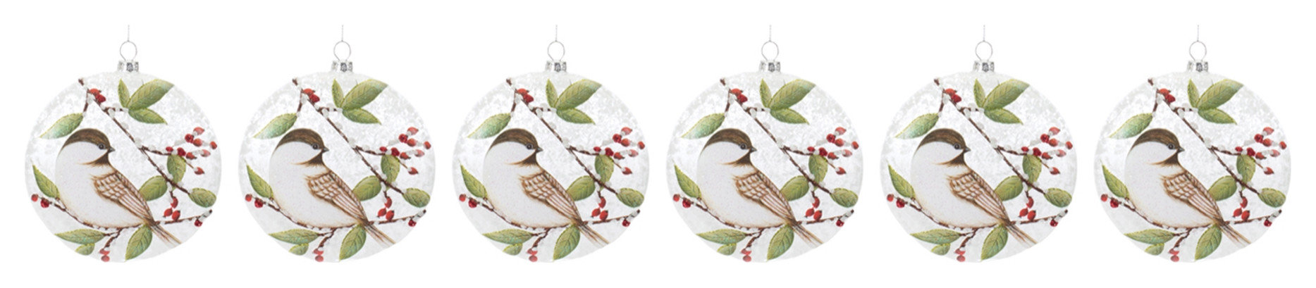 Glass Chickadee Bird Ball Ornament, Set of 6 - Traditional - Christmas ...