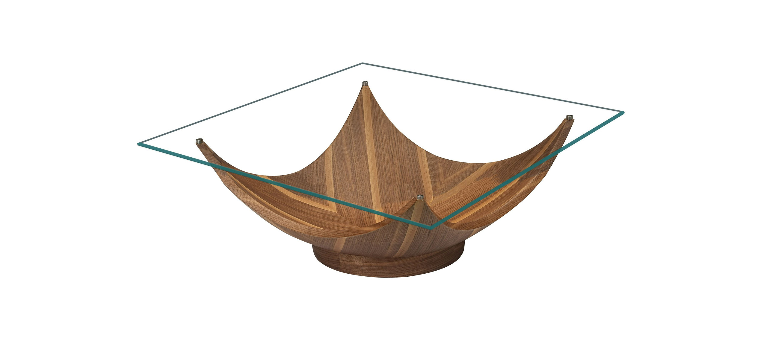 Modrest Sunrise Contemporary Glass + Walnut Square Coffee Table ...