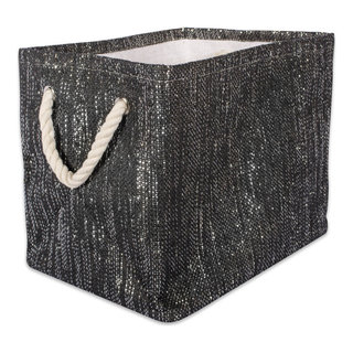Paper Bin Lurex Black/Silver Rectangle Medium 15"x10"x12", 15Lx10Wx12H ...