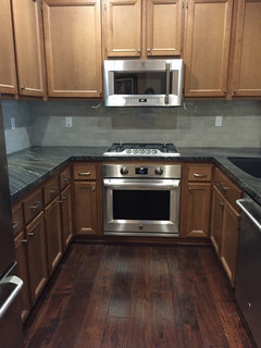 Backsplash recommendations for black fantasy leathered granite?