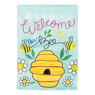 Welcome To Our Bee Hive, Polyester, Garden Flag - Traditional - Flags ...
