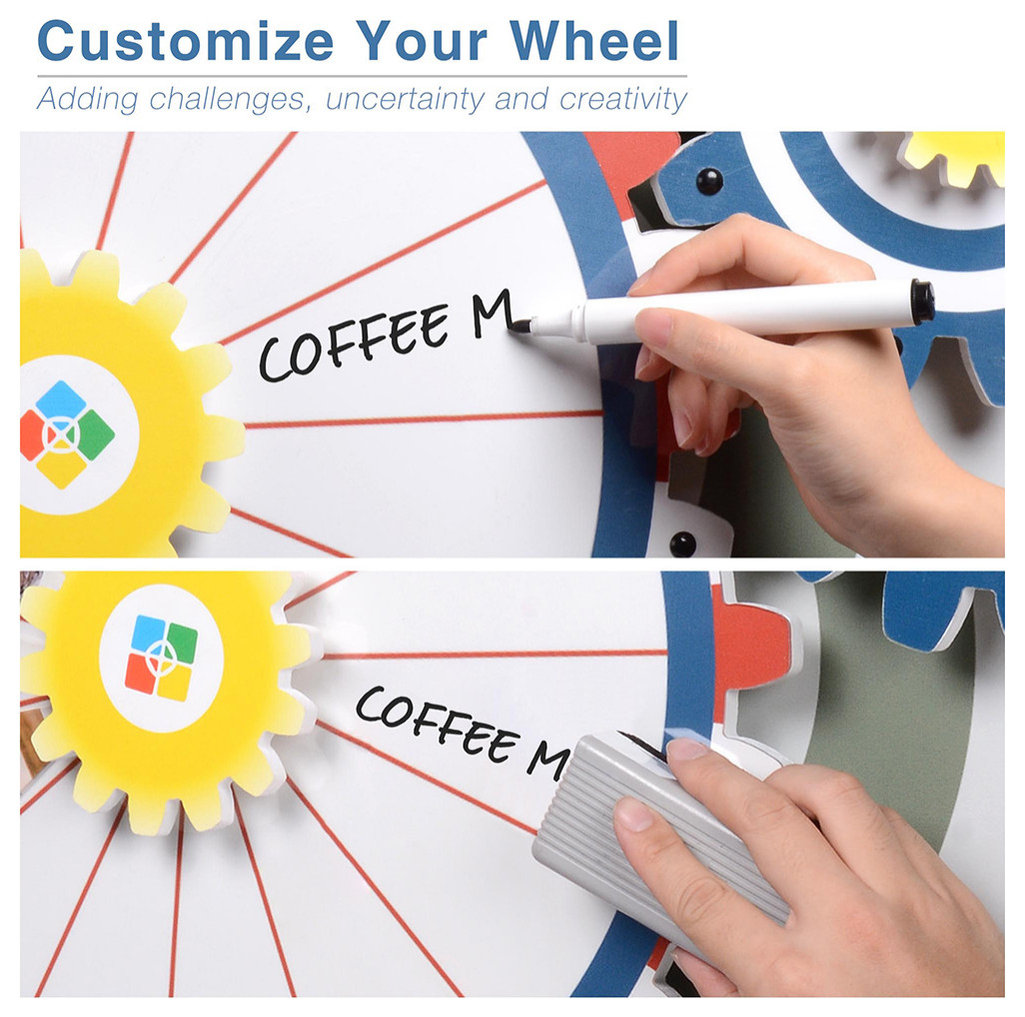 WinSpin 24" Dual Gear Prize Wheel Tabletop Spinning Editable 15 Slots ...