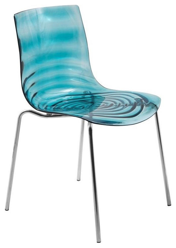 LeisureMod Astor Modern Rain Drop Design Dining Chair in Blue ...