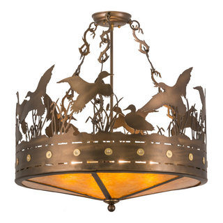 24W Ducks in Flight Semi-Flushmount - Rustic - Flush-mount Ceiling ...