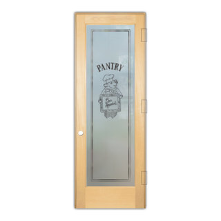 Pantry Doors - Piggy Chef Frosted Glass Design - 24" x 80" - CUSTOMIZE ...