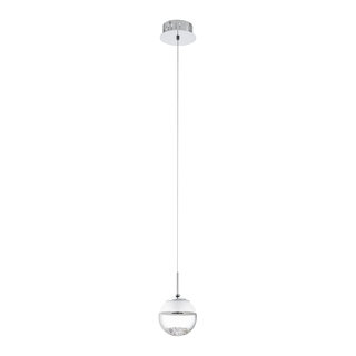 Eglo 1x4.4w Led Mini Pendant W/ Chrome Finish & White & Clear Glass W ...