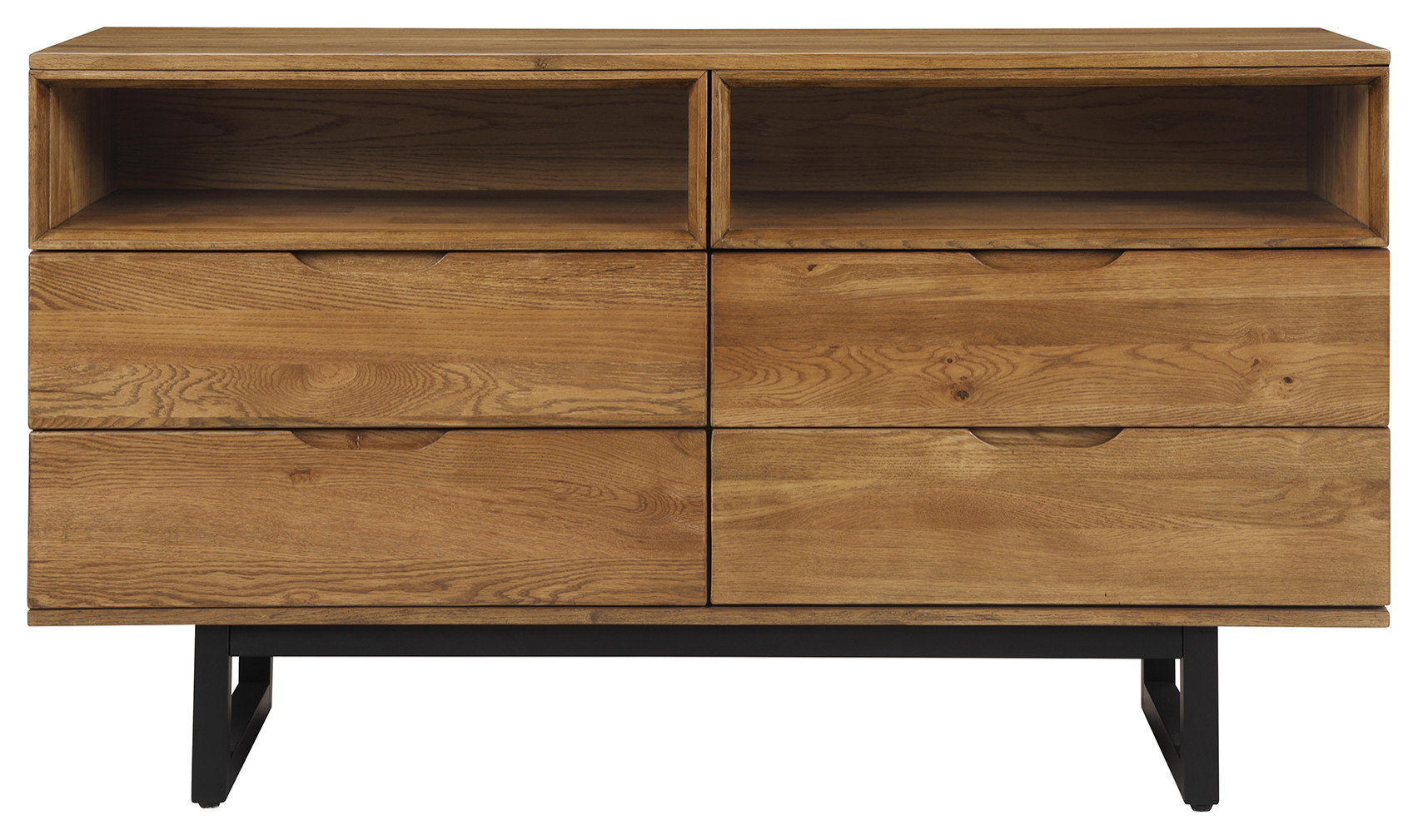 Aldo Queen Size 4 Piece Platform Bed Frame Bedroom Set in Brown Oak Wood - Industrial - Bedroom ...