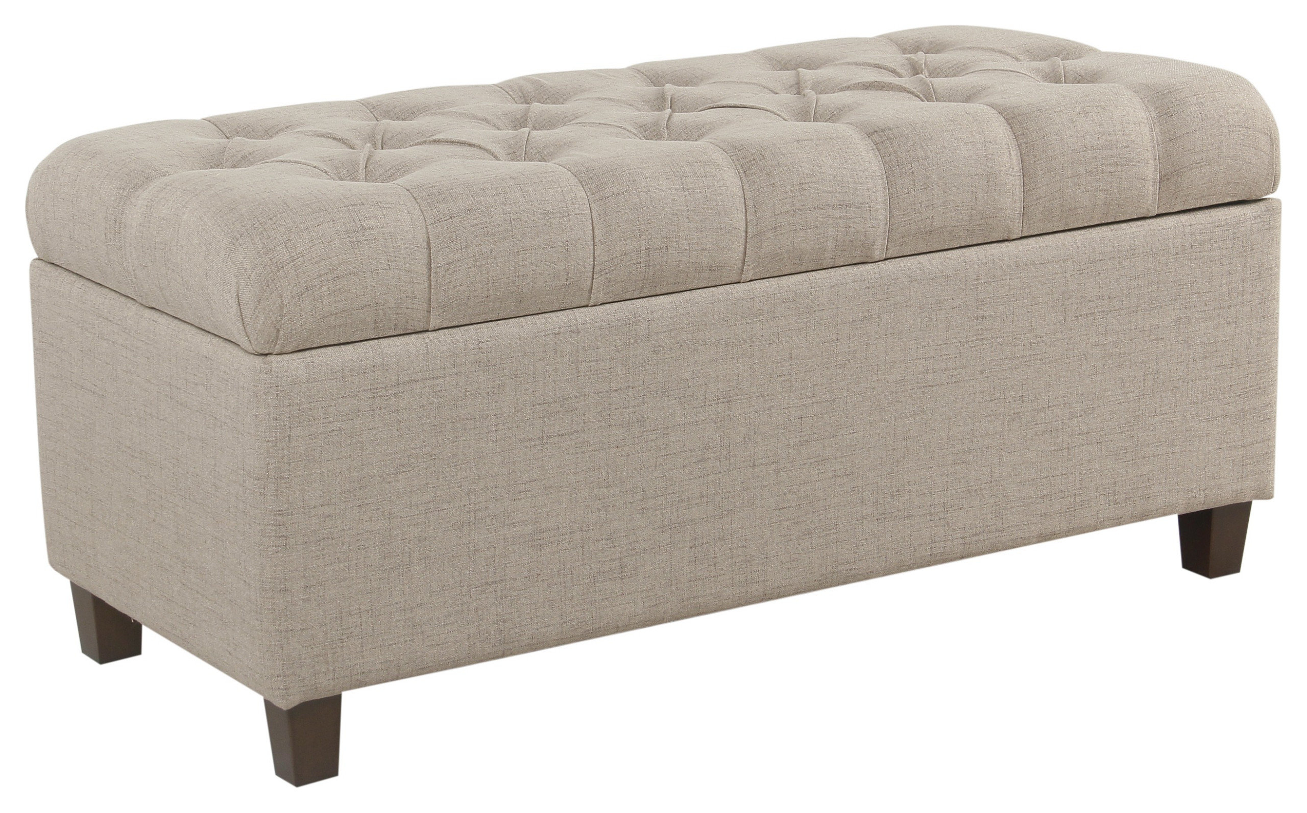 Fabric Upholstered Button Tufted Wooden Bench With Hinged Storage ...