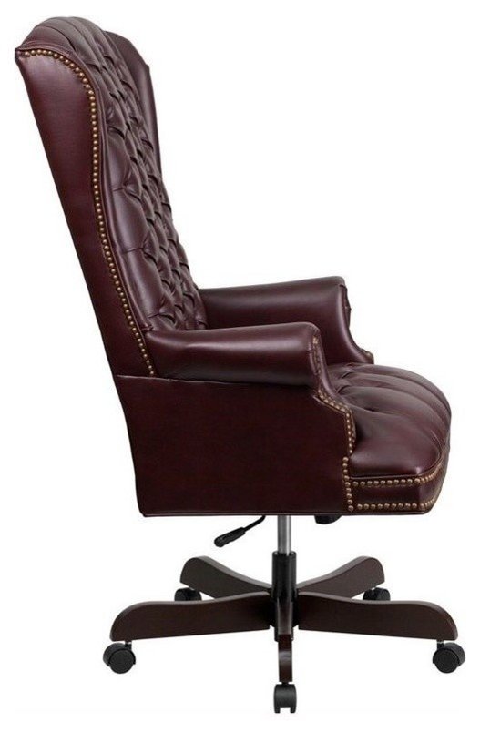 Scranton & Co Traditional Leather Executive Office Chair in Burgundy ...