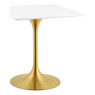 Modway Lippa 28" Square Wood Top Dining Table in Gold/White -EEI-3211 ...