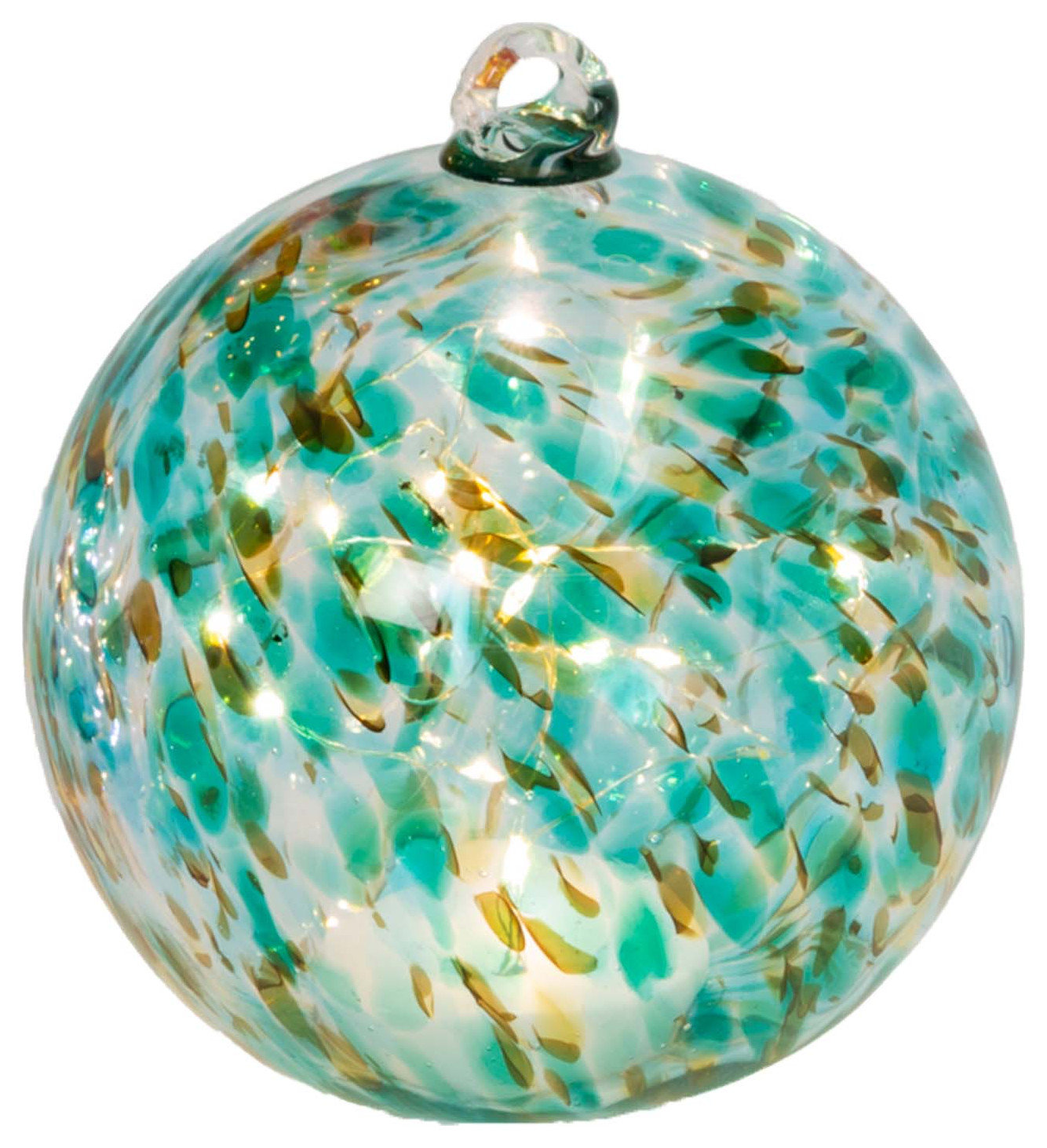 8" Solar Lighted Turquoise Handblown Glass Sphere - Contemporary ...