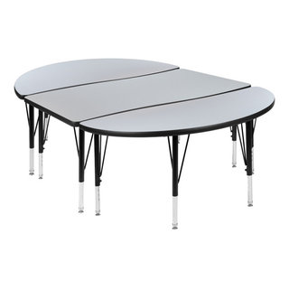 3PC 76" Oval Grey Table Set - Modern - Kitchen And Dining Furniture ...
