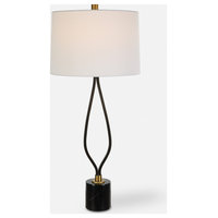 Open Black Iron Ellipse Table Lamp 36 in Tall Curve Minimalist Modern ...