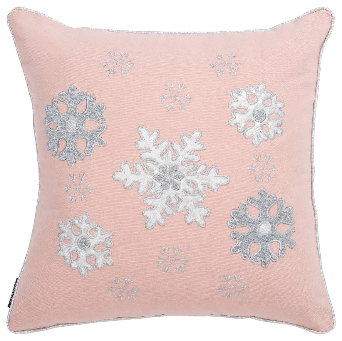 Safavieh Sunderland Snowflake Pillow Blush Pink 18" X 18", 18"x18 ...