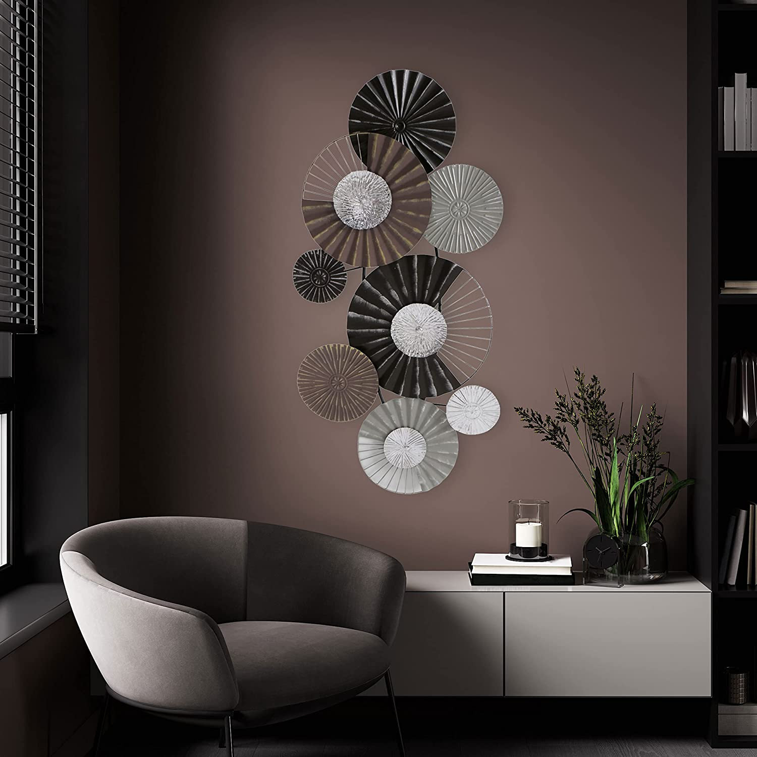 Modernist Floating Roundels Wall Sculpture, 39.5" - Farmhouse - Metal ...