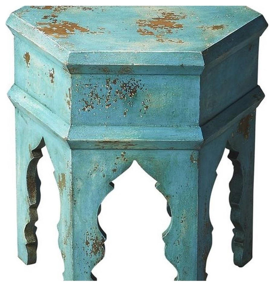 Home Square Solid Wood Bunching Table in Blue Finish - Set of 2 ...