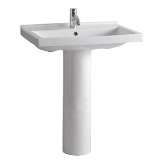 Basin with Faucet, Chrome Overflow and Rear Center Drain - Contemporary ...