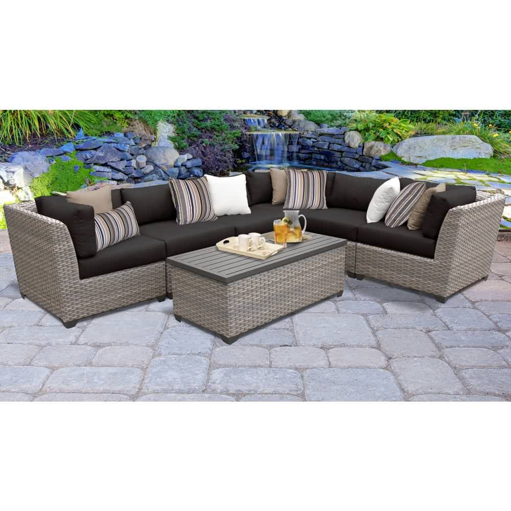 Florence 7 Piece Outdoor Wicker Patio Furniture Set 07b, Black ...