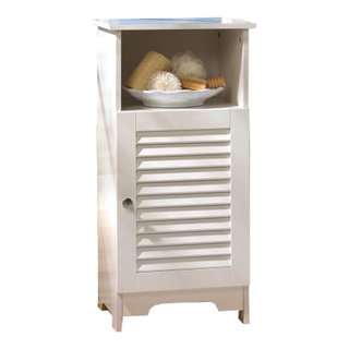 Big Storage Cabinet End Table Nightstand, White - Beach Style ...