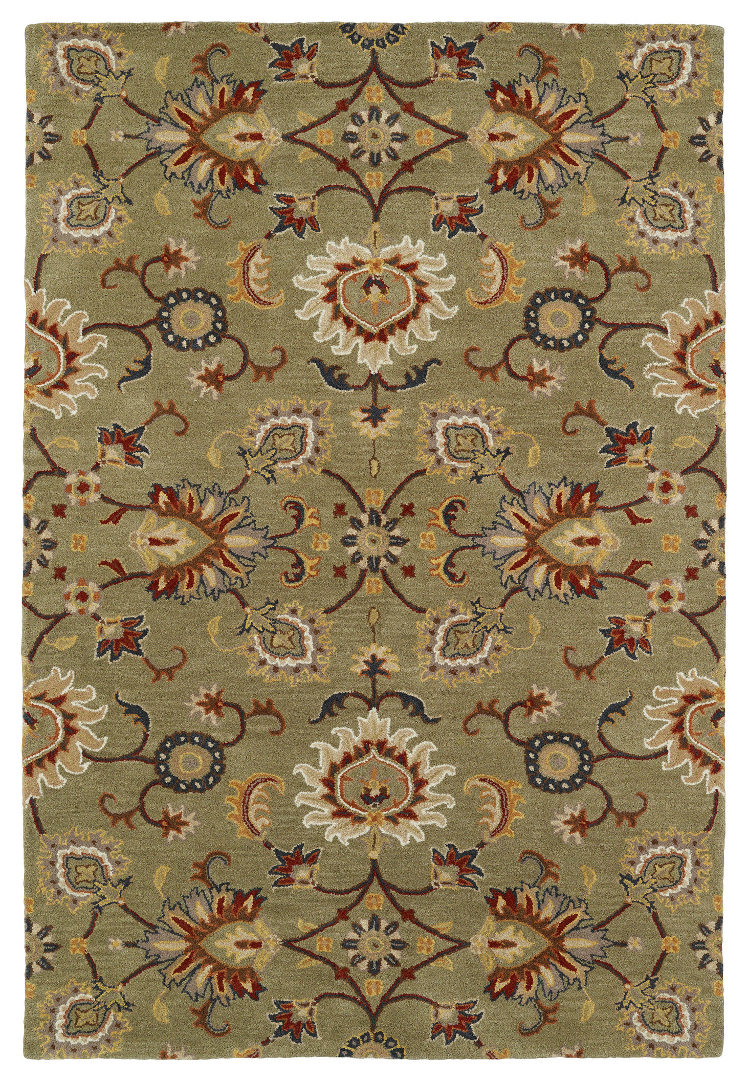 Kaleen Hand-Tufted Middleton Green Wool Rug, 3'x5' - Traditional - Area ...