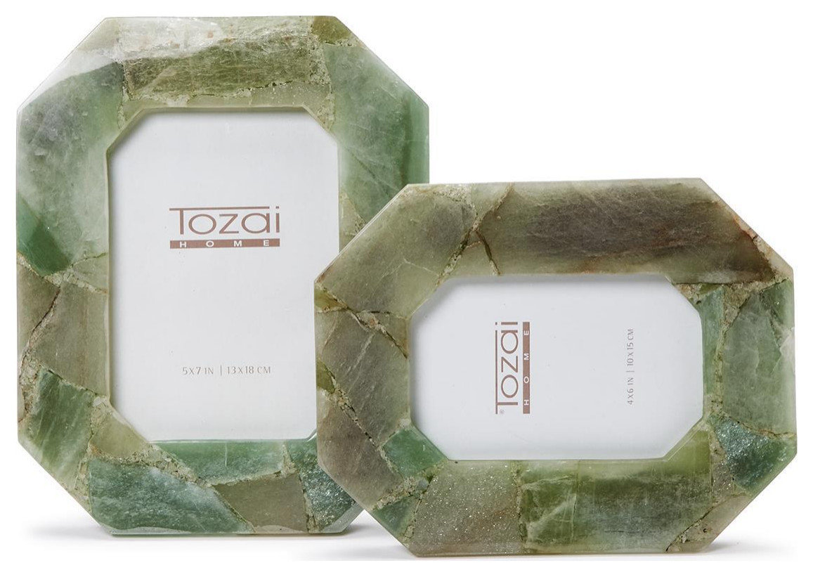 Tozai Set of 2 Green Quartz Photo Frames - Contemporary - Picture ...