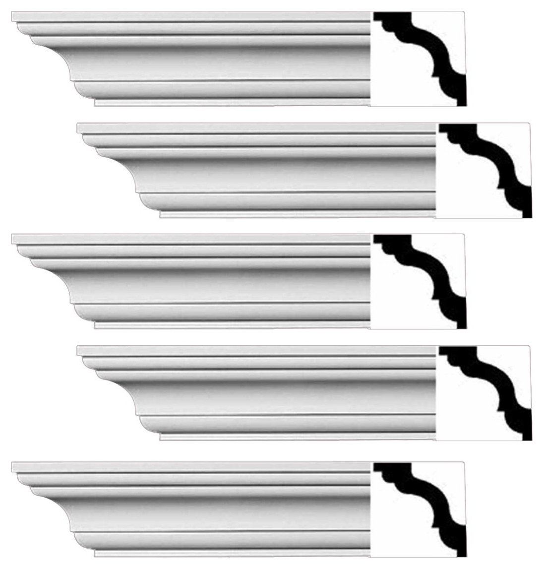Cornice White Urethane Wellesley Design 5 Pieces Totaling 470" Length ...