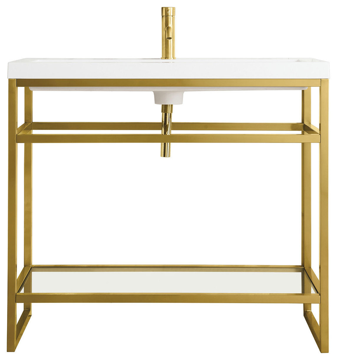 Boston 39.5" Stainless Steel Sink Console Radiant Gold w/White ...