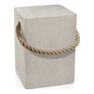 Tiziano Concrete Stool With Rope Handle - Beach Style - Accent And ...