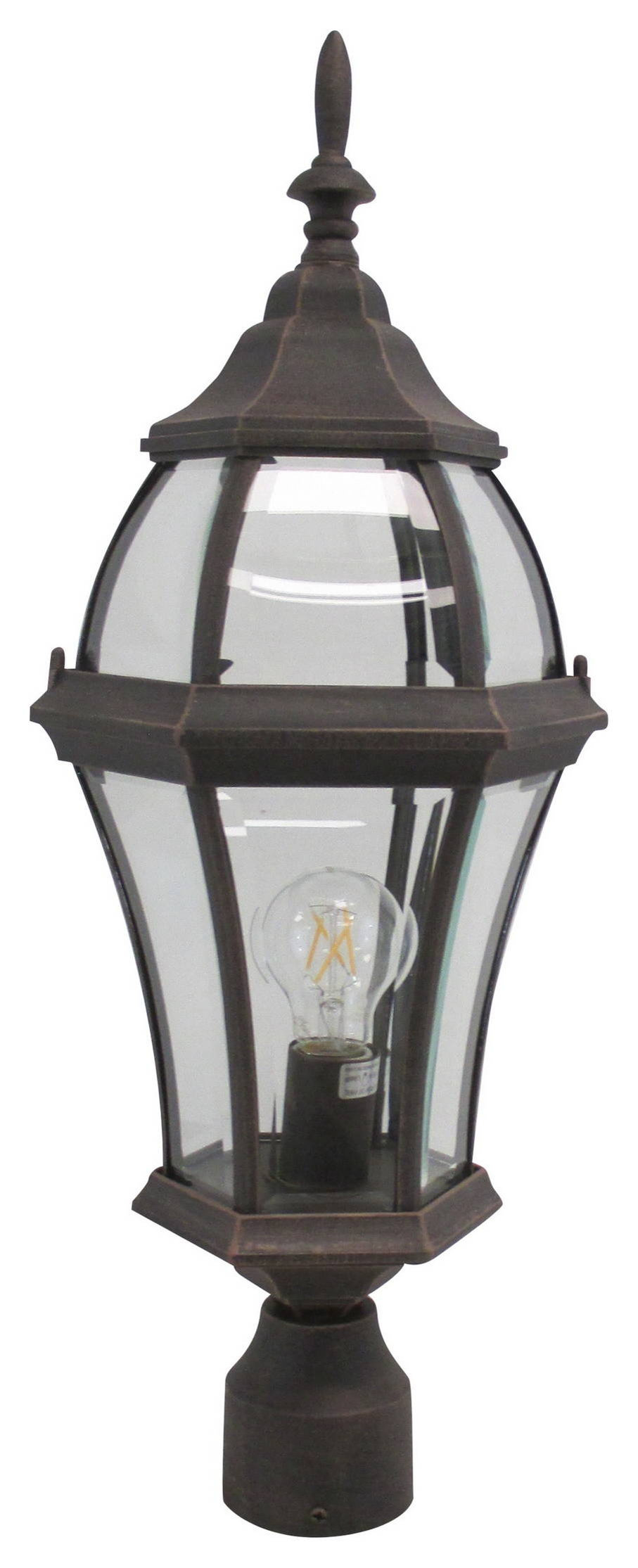 Rust With Clear Glass Glass Top Exterior Post Top Lantern - Traditional ...