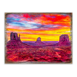 Canyons Landscape Wooden Block, 18 X 12 - Southwestern - Outdoor Wall ...