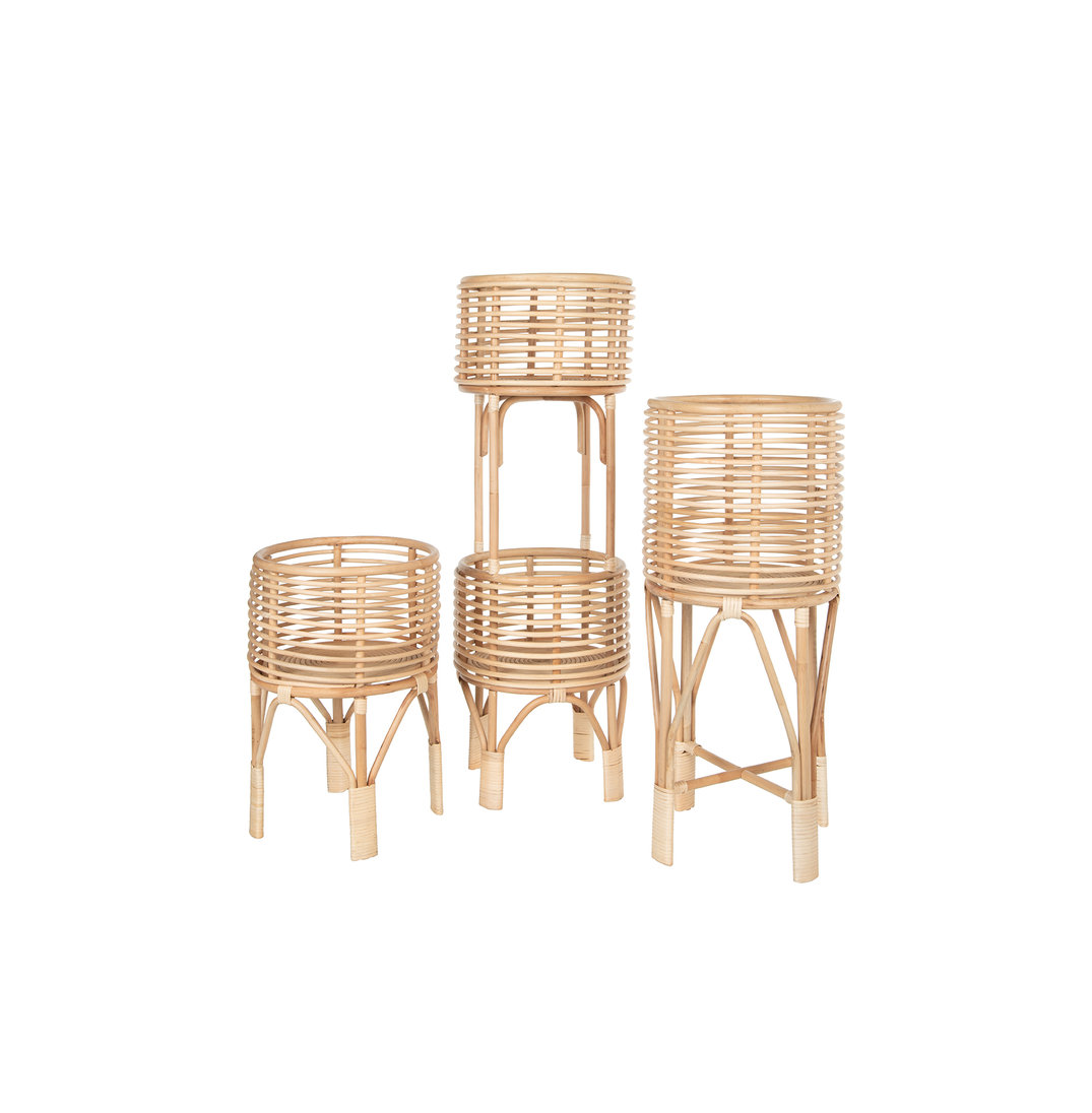 Rattan Indoor Plant Stand Medium, Natural - Tropical - Plant Stands And ...
